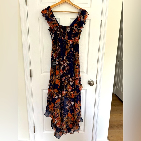 Lulus | Dresses | Lulus Stunning Favorite Navy Blue Floral Ruffle High ...